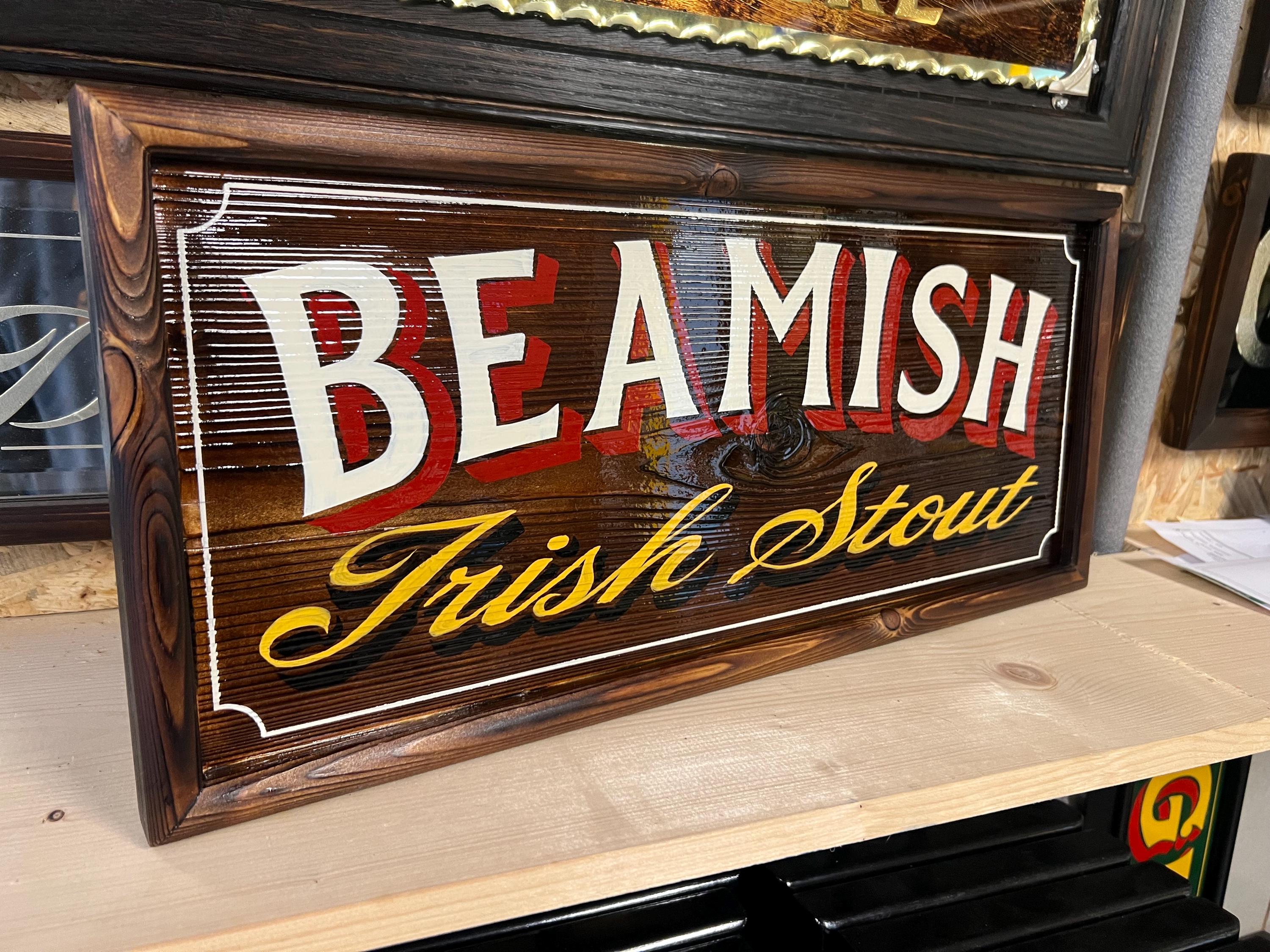 Beamish Irish Stout , Hand Lettered Wooden Irish Pub / Bar / Mancave ...