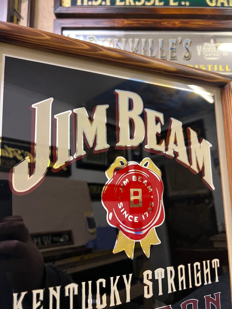 Reverse Painted Bourbon Whiskey Bar Sign, Vintage Style Mancave Decor ...