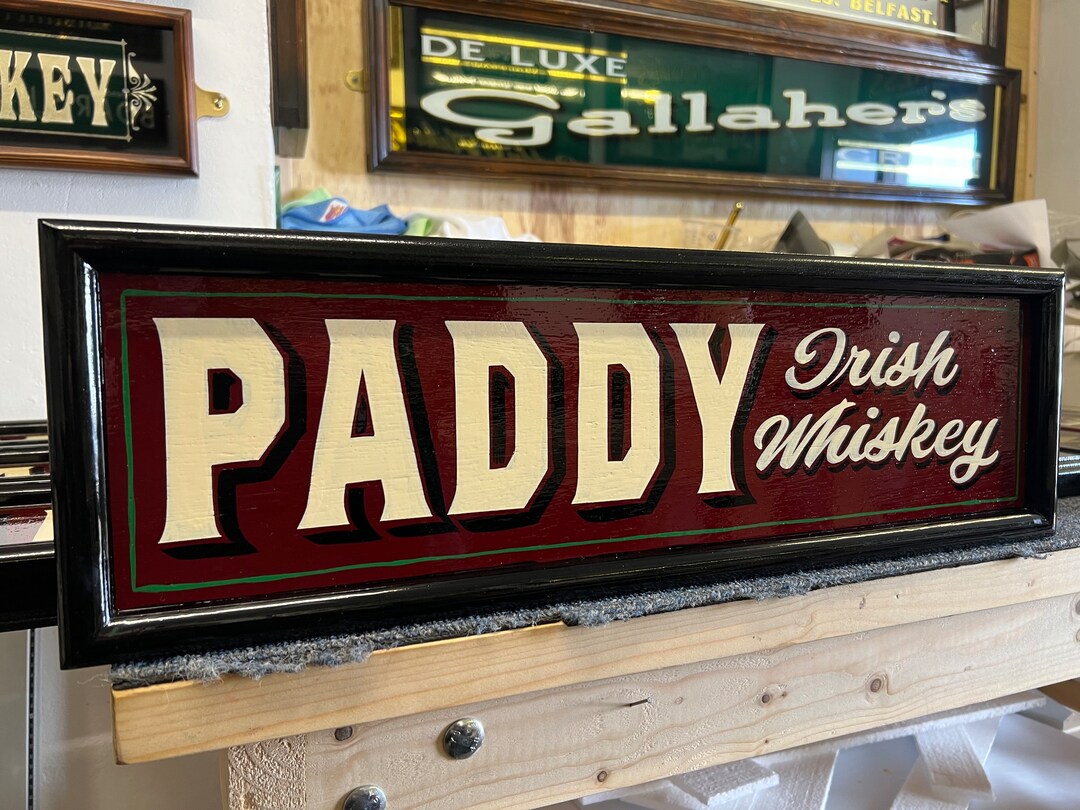 Paddy Irish Whiskey , Wooden Hand Lettered Pub , Bar Sign . - Etsy