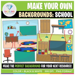 Make Your Own Backgrounds Clip Art: School - for BOOM CARDS, Powerpoint ...