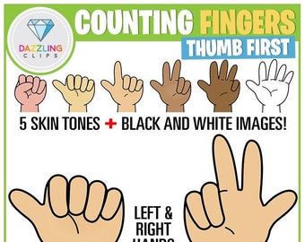 Counting Fingers Right and Left Hand Clip Art - Instant Download ...