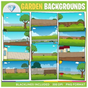 Garden Backgrounds Clip Art - for BOOM CARDS, Powerpoint and Slides ...