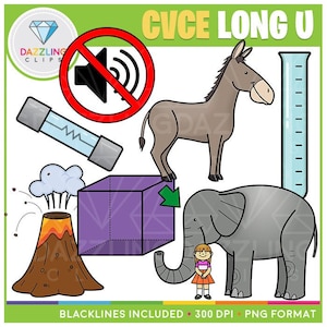 Cvce Long U Clip Art Clipart Instant Download Educational Clipart ...