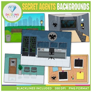 Secret Agents Backgrounds Clip Art- for BOOM CARDS, Powerpoint and ...