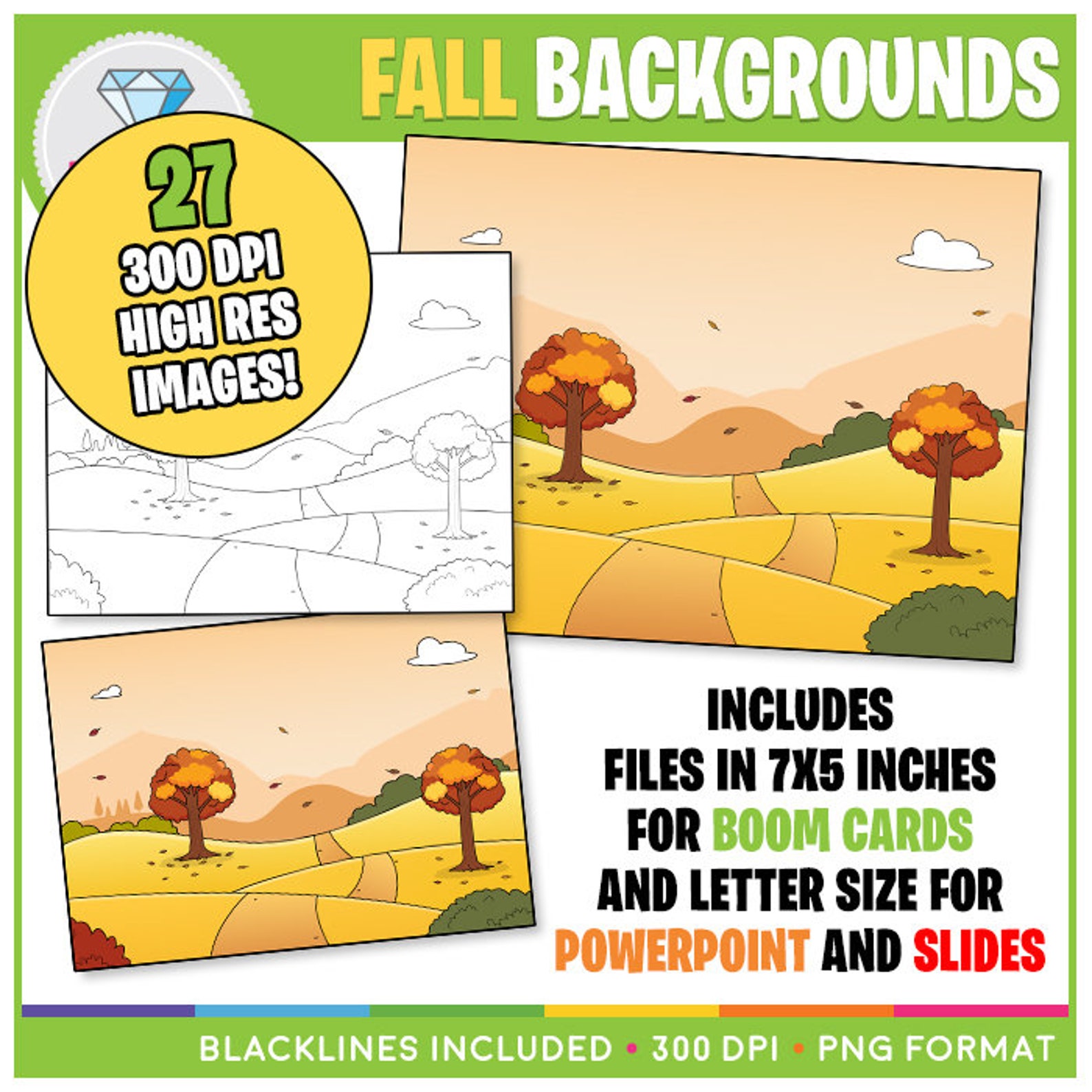 Fall Backgrounds Clip Art- for BOOM CARDS, Powerpoint and Slides ...