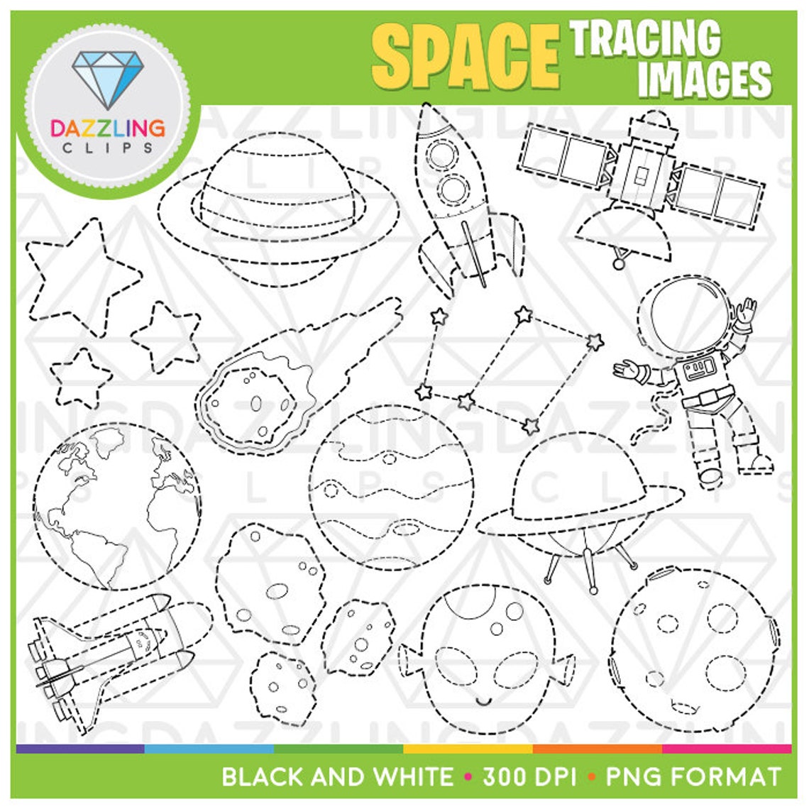 Tracing Images Clipart BUNDLE Tracing Clipart Instant Download Space ...