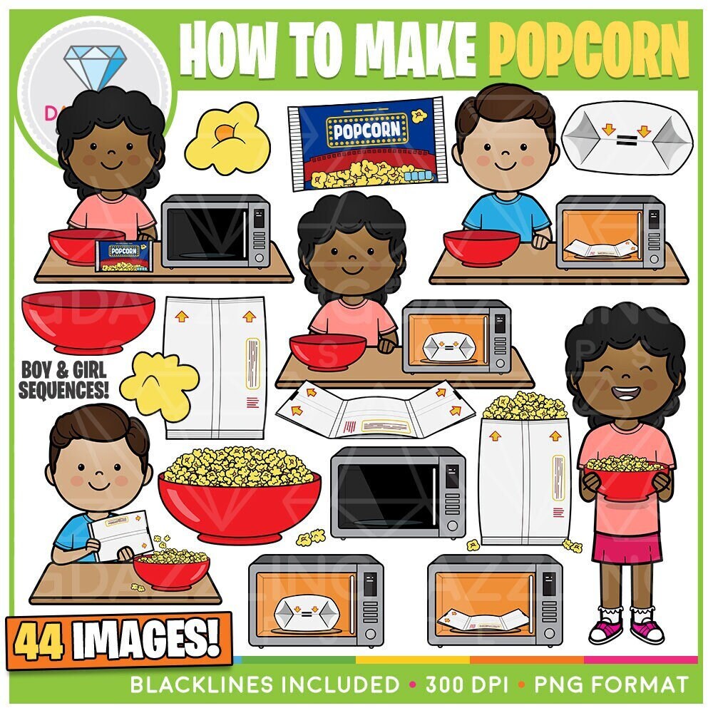 How to Make Popcorn Clipart - Clipart - Instant Download - Educational ...