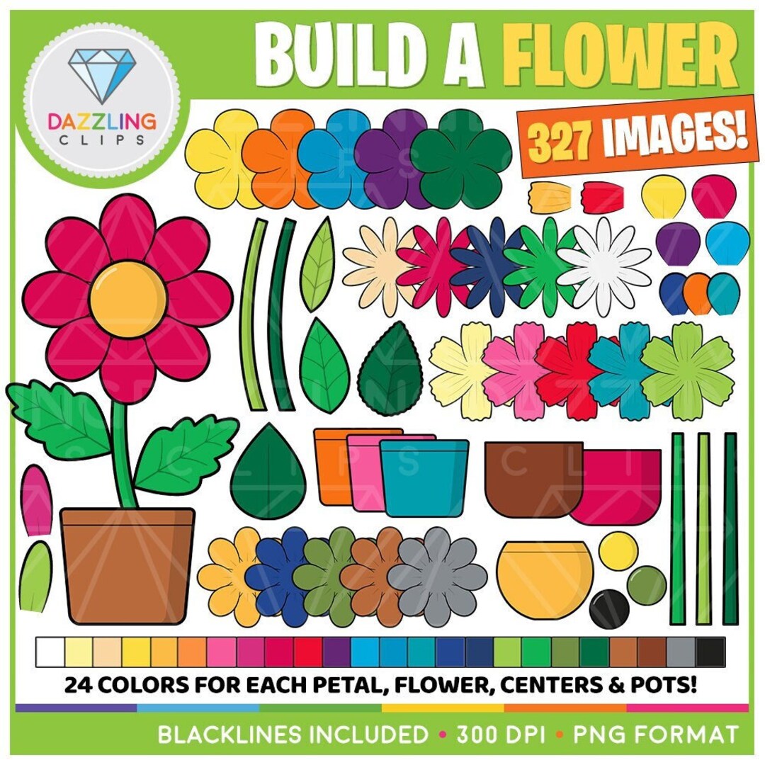 Build a Flower Clipart - Children's Activities - Cute Clipart - Instant ...