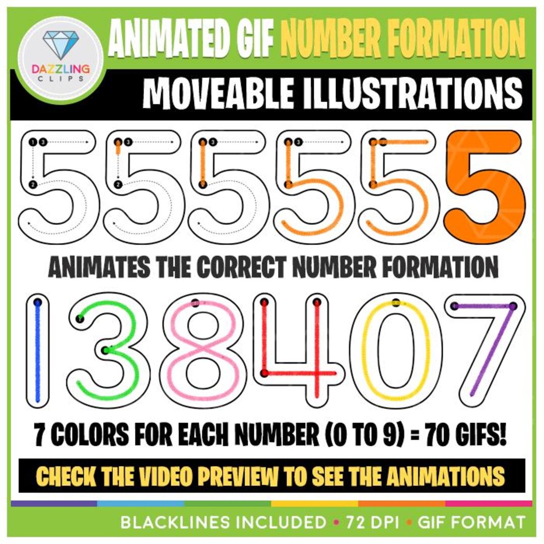 Moveable Animated GIF Number Formation Clip Art - Etsy