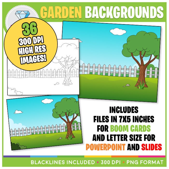 Garden Backgrounds Clip Art - for BOOM CARDS, Powerpoint and Slides ...