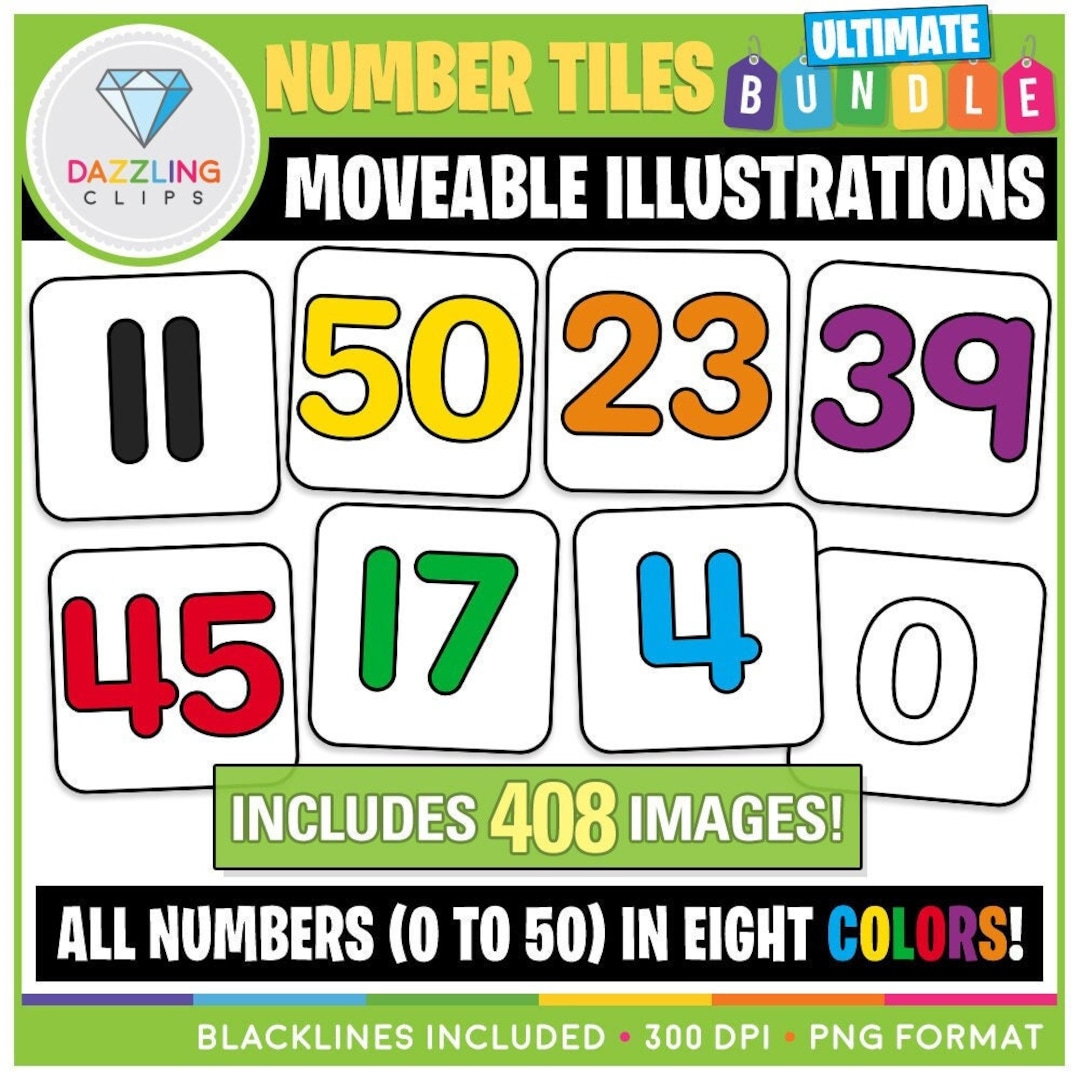 Moveable Number Tiles Clipart ULTIMATE BUNDLE - 408 Images! - Instant ...