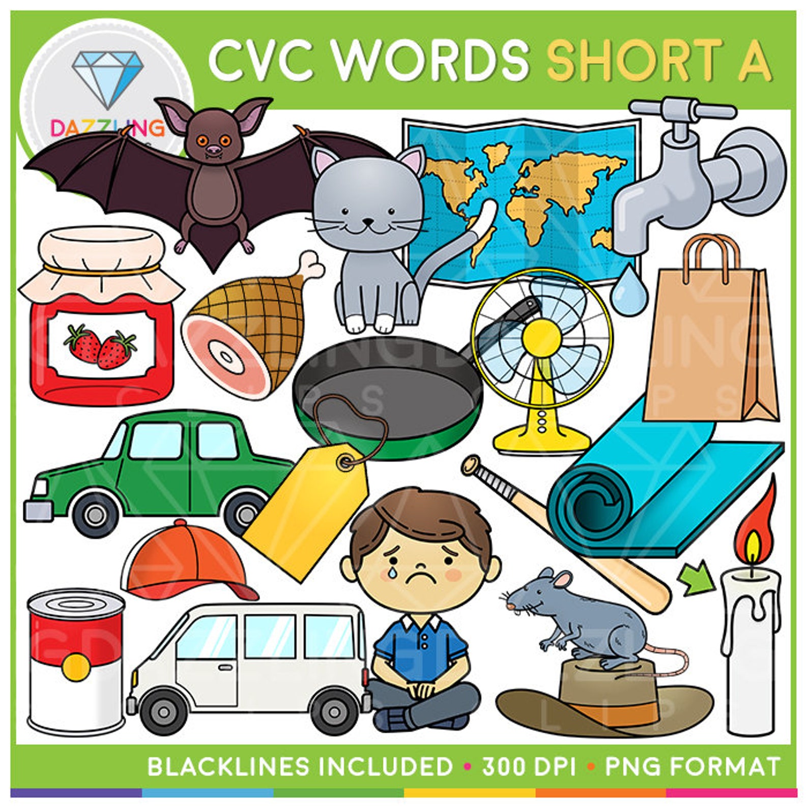 Short Vowel CVC Clipart Bundle - 186 Images! - Clipart - Instant ...