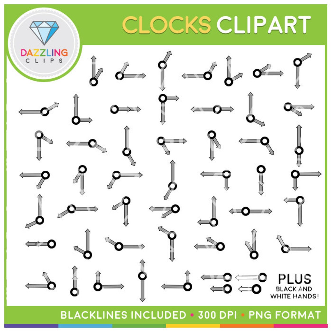 Digital and Analog Clock Clipart - Instant Download - Educational ...