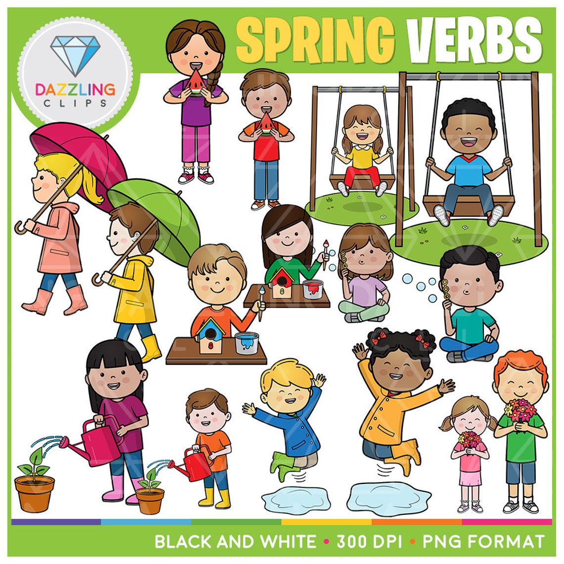 Seasonal Verbs Clipart Bundle - Clipart - Instant Download ...