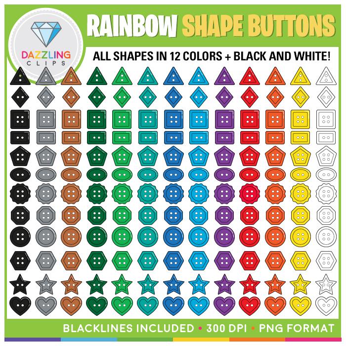 Rainbow Shape Buttons Clipart - Instant Download - Etsy