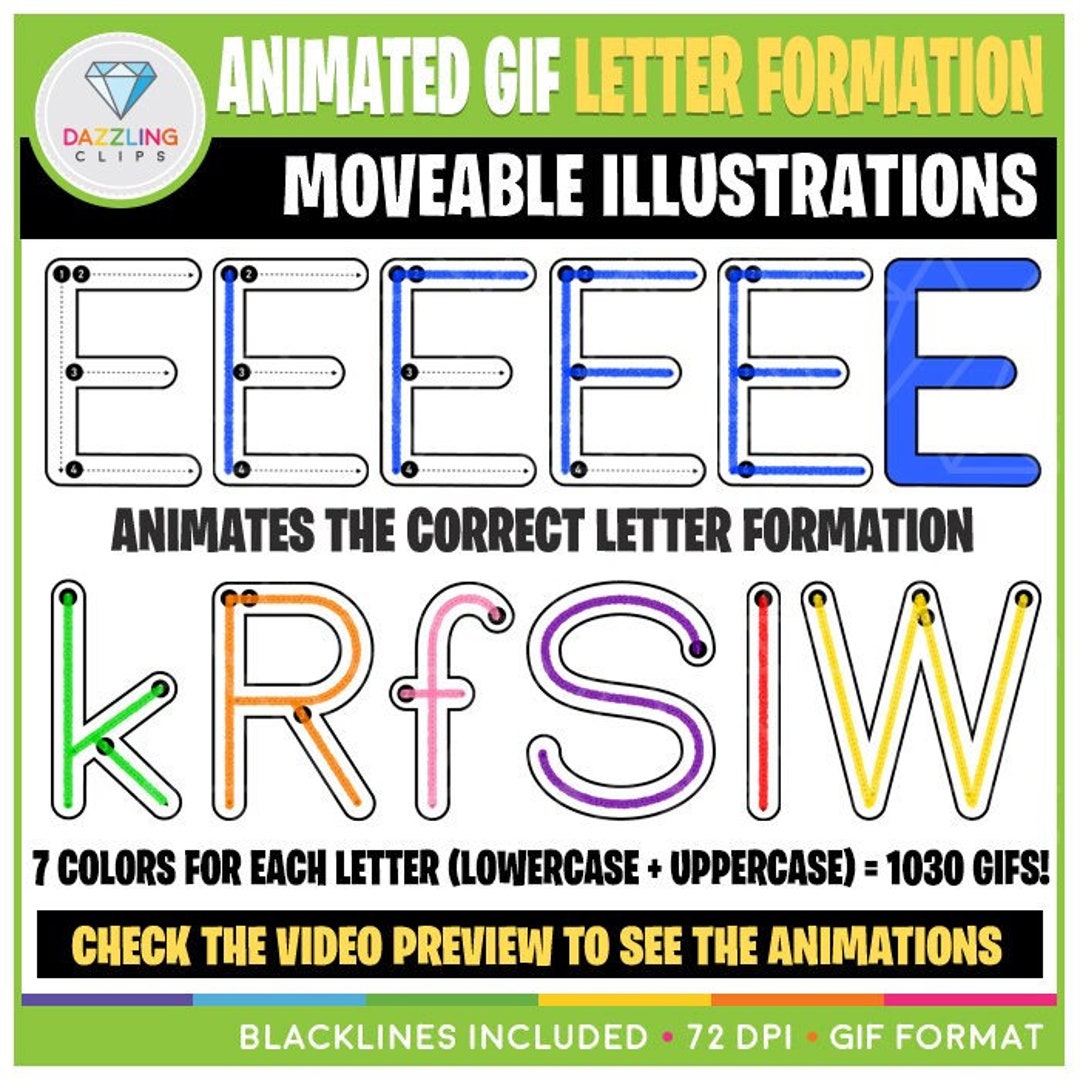 Animated Letter Formation GIF Clipart: Moveable Educational Letters ...