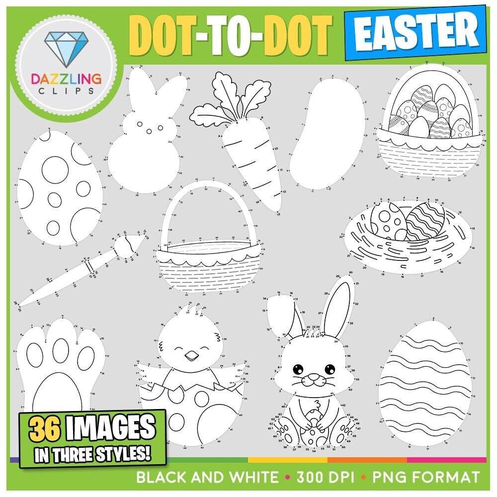 Easter Dot-to-dot / Connect the Dots Clip Art - Tracing Clipart ...