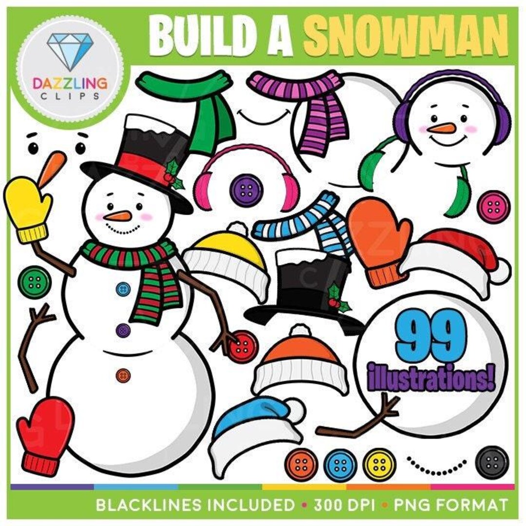 Build a Snowman Clipart: 99 Winter Illustrations (digital Download) - Etsy