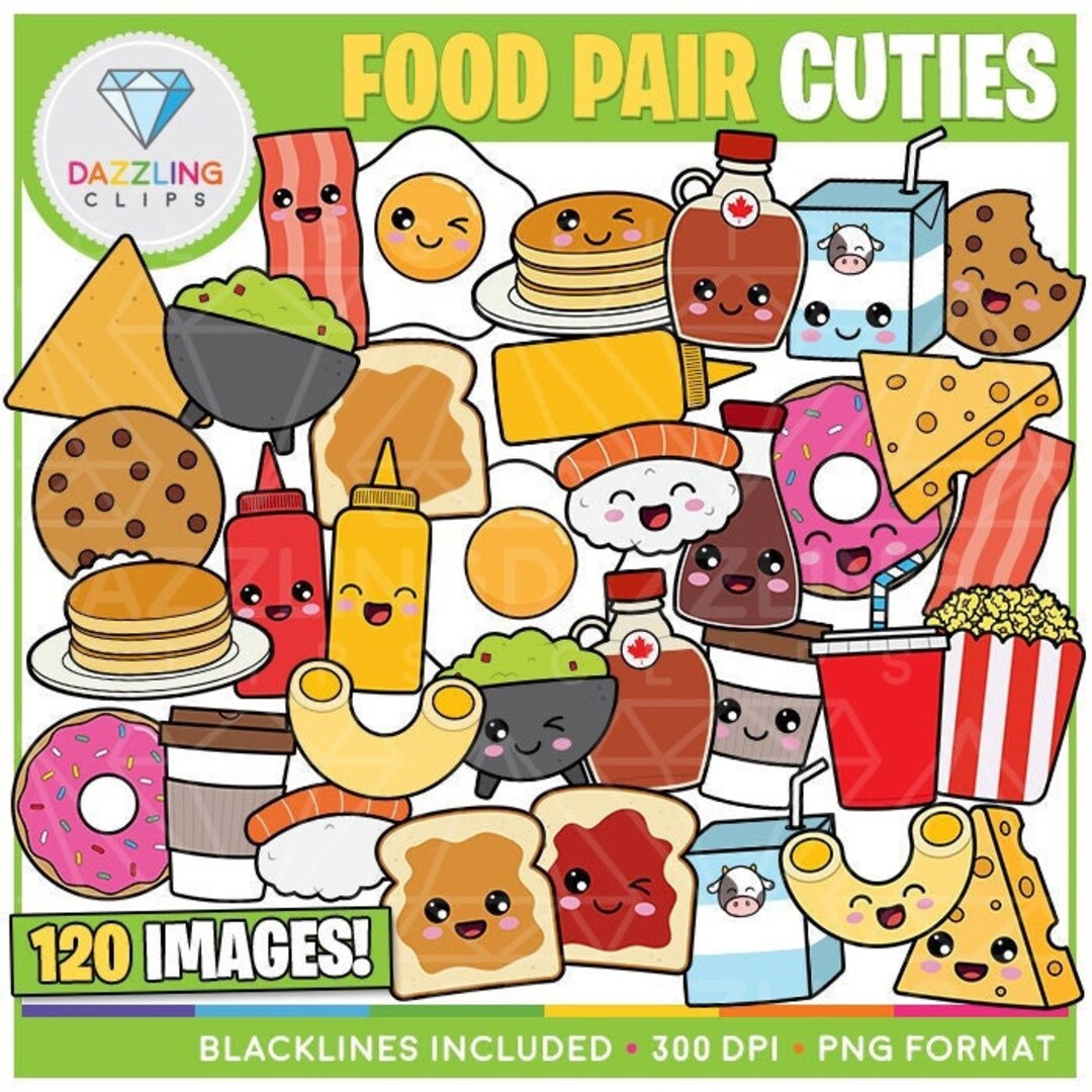 Food Pair Cuties Clipart - Kawaii Clipart - Instant Download - Food ...