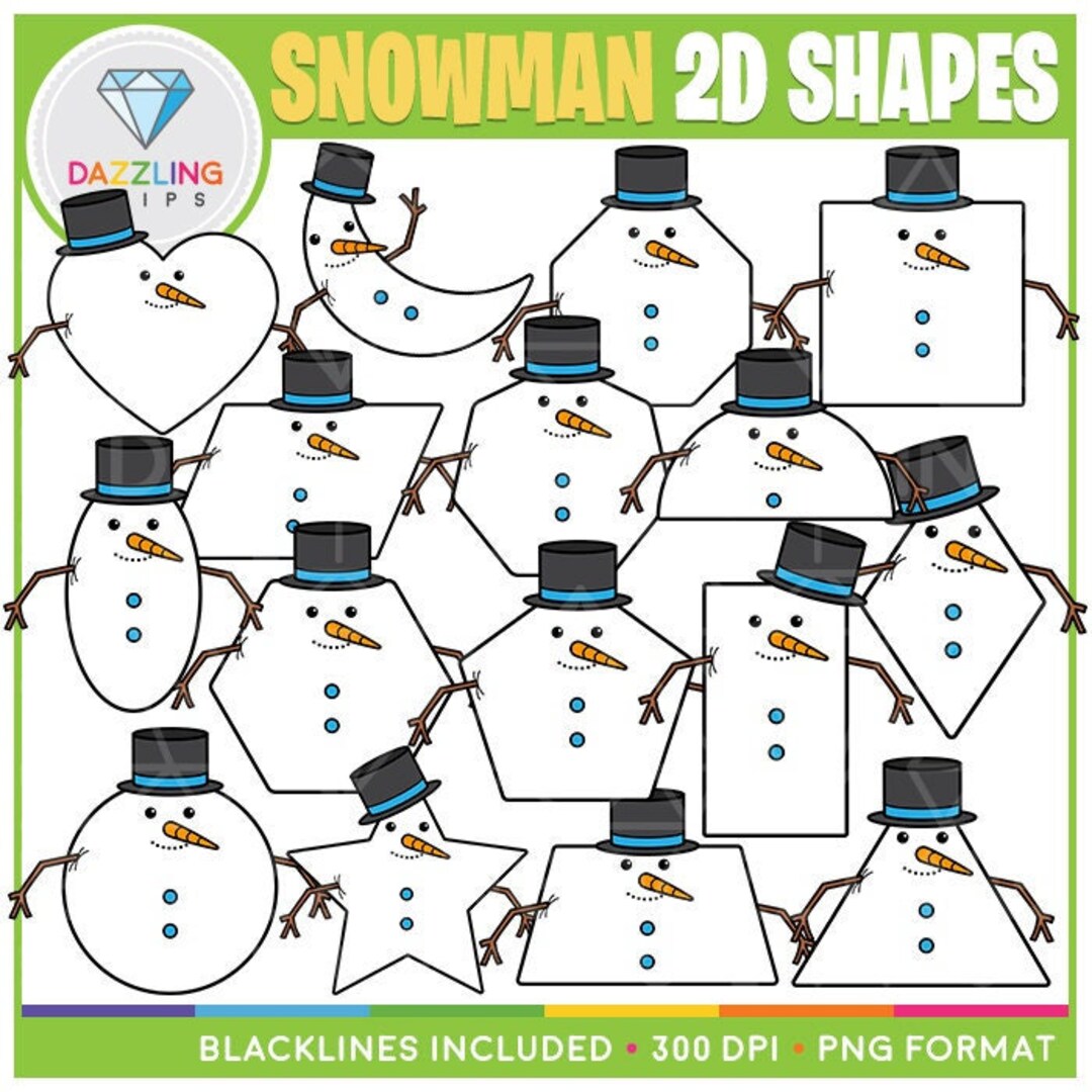 Snowman 2D Shapes Clipart - Winter Clipart - Instant Download ...