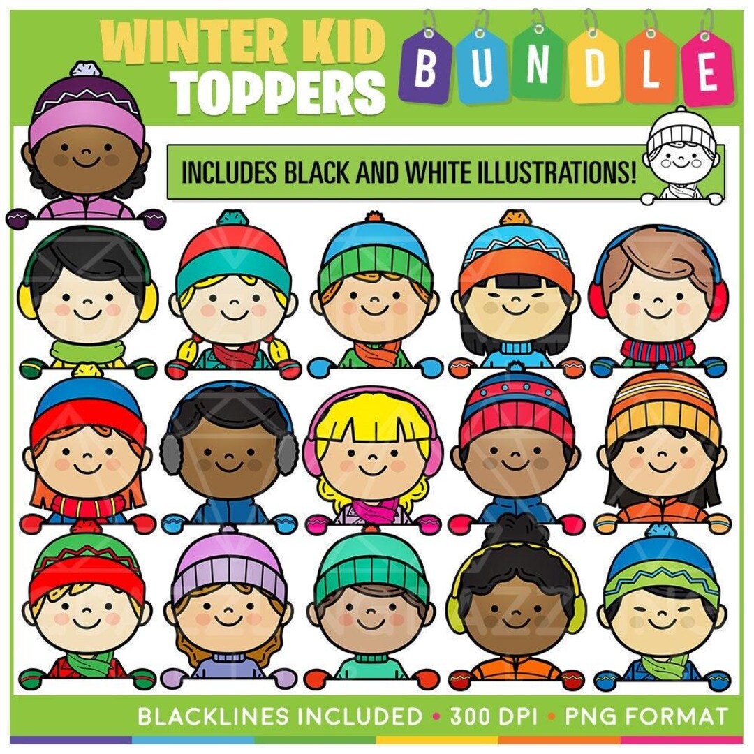 Winter Kids Toppers Clipart BUNDLE! - Kids Clipart - Instant Download ...