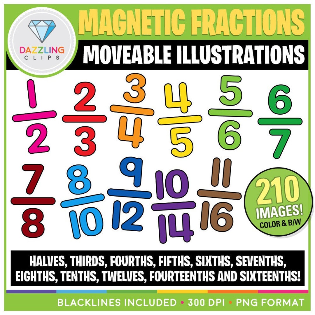 Moveable Magnetic Fractions Clip Art- Instant Download - Educational ...