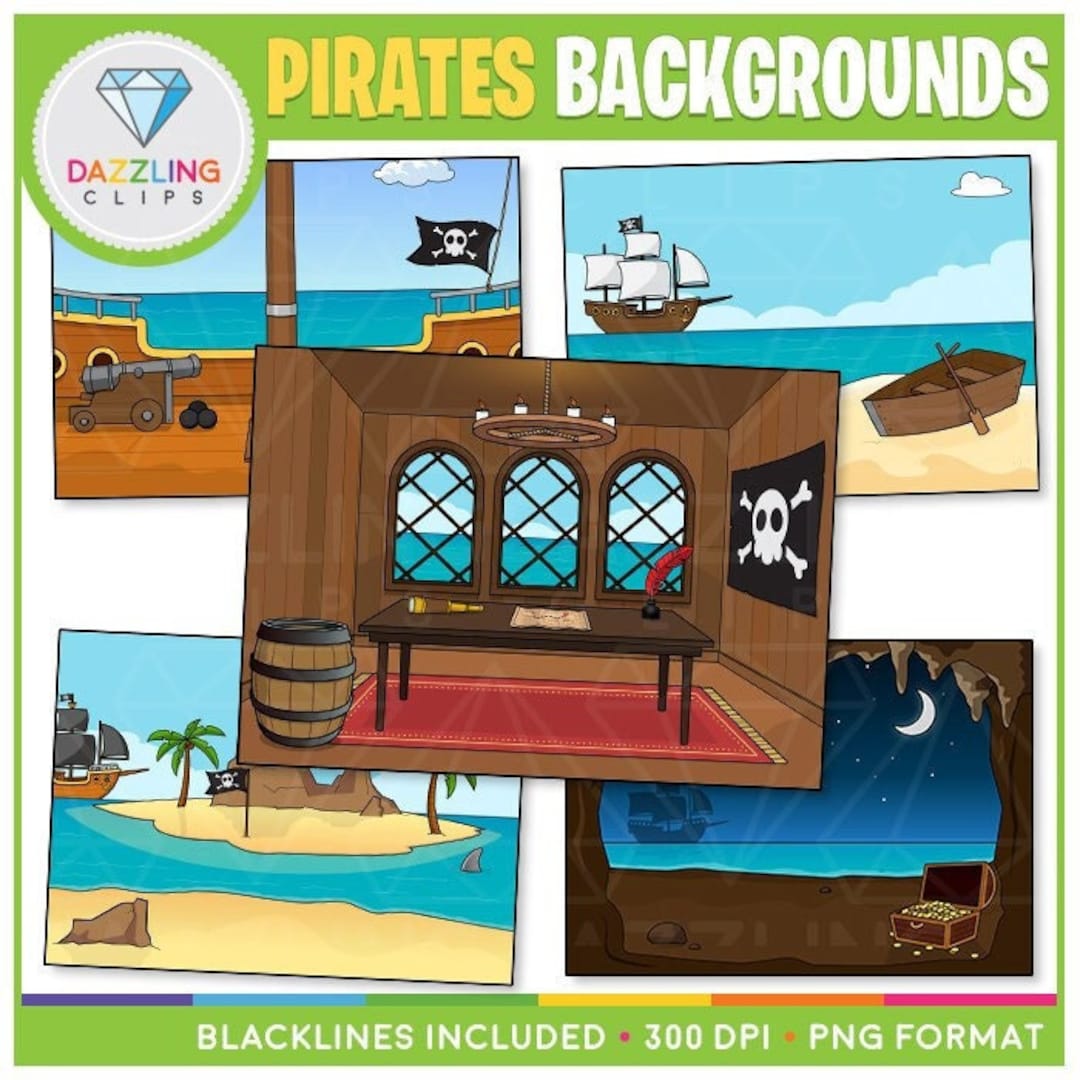 Pirates Backgrounds Clip Art - for BOOM CARDS, Powerpoint and Slides ...