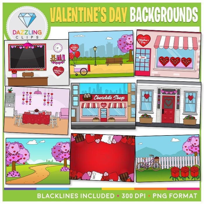 Valentine's Day Backgrounds Clip Art- for BOOM CARDS, Powerpoint and ...