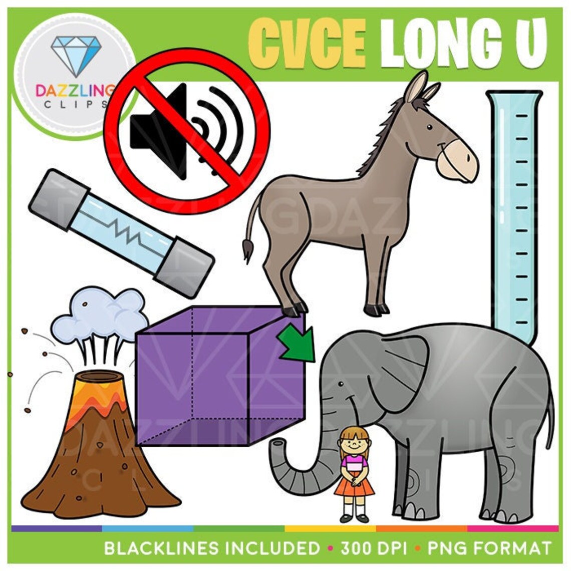 Cvce Long U Clip Art Clipart Instant Download Educational Clipart ...
