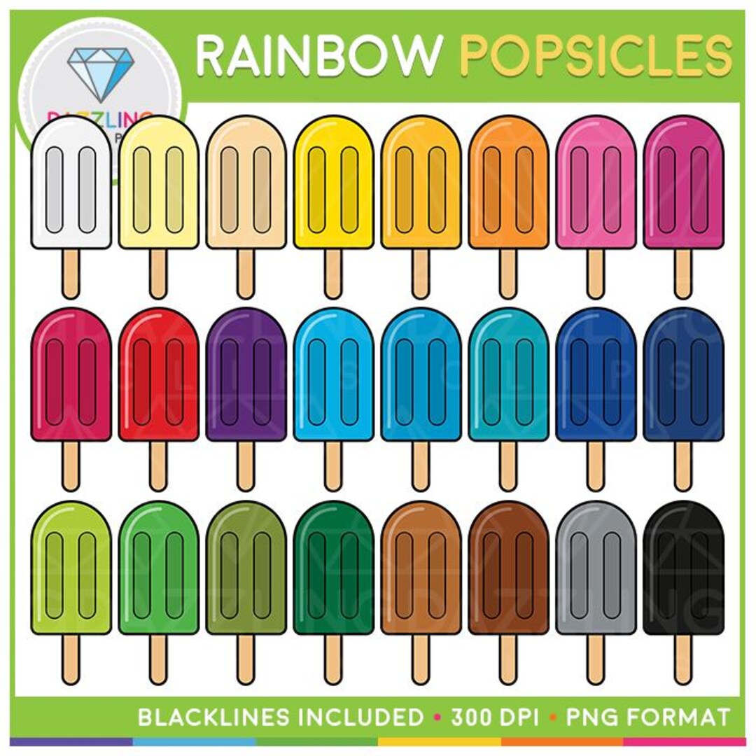 Rainbow Popsicle Clip Art - Instant Download - Summer Treat - Etsy