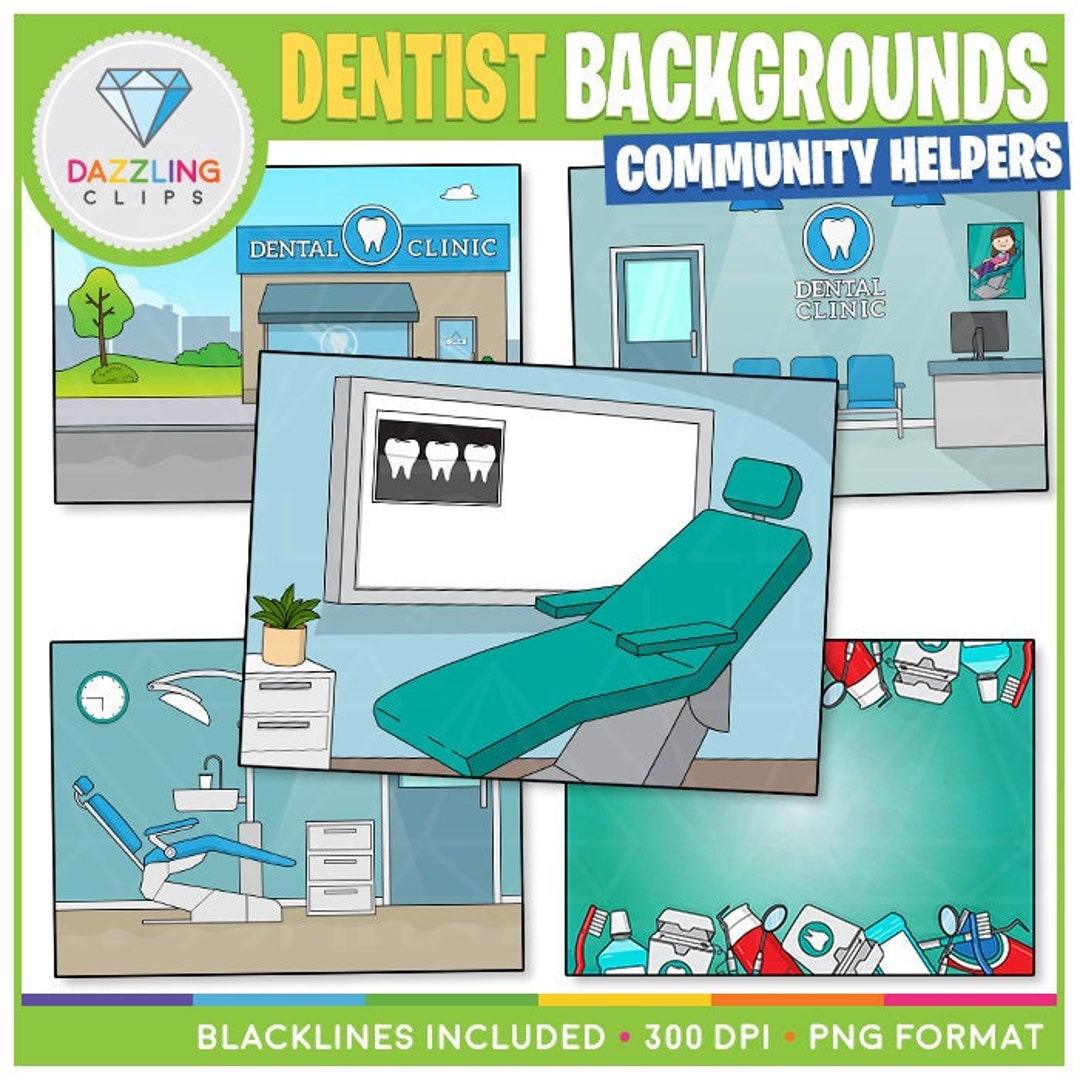 Community Helpers Dentist Backgrounds Clip Art- for BOOM CARDS ...