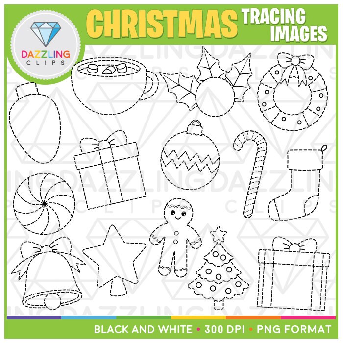 Holiday Tracing Images Clipart BUNDLE! - Holiday Clipart - Instant ...