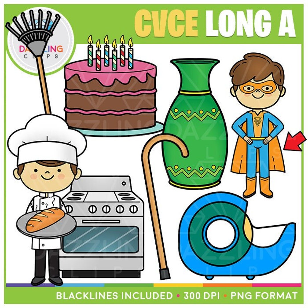 Cvce Long A Clip Art - Clipart - Instant Download - Educational Clipart ...