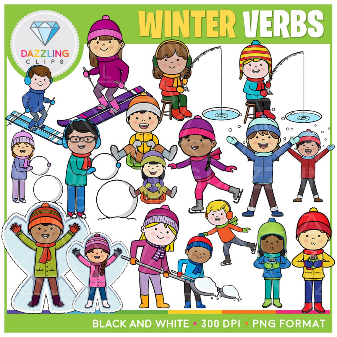 Seasonal Verbs Clipart Bundle - Clipart - Instant Download ...