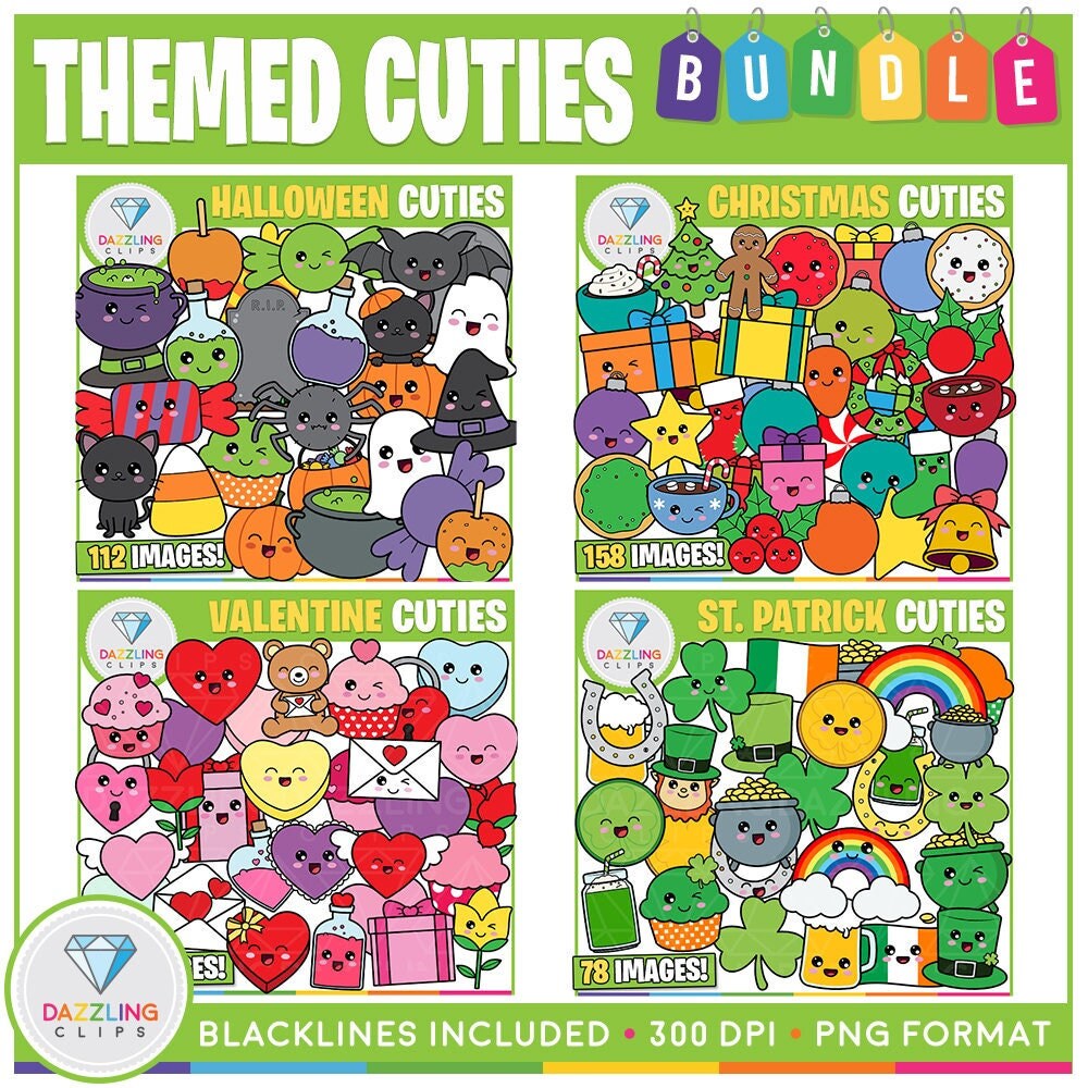 Themed Cuties Clip Art Bundle! - Kawaii Clipart - Instant Download ...