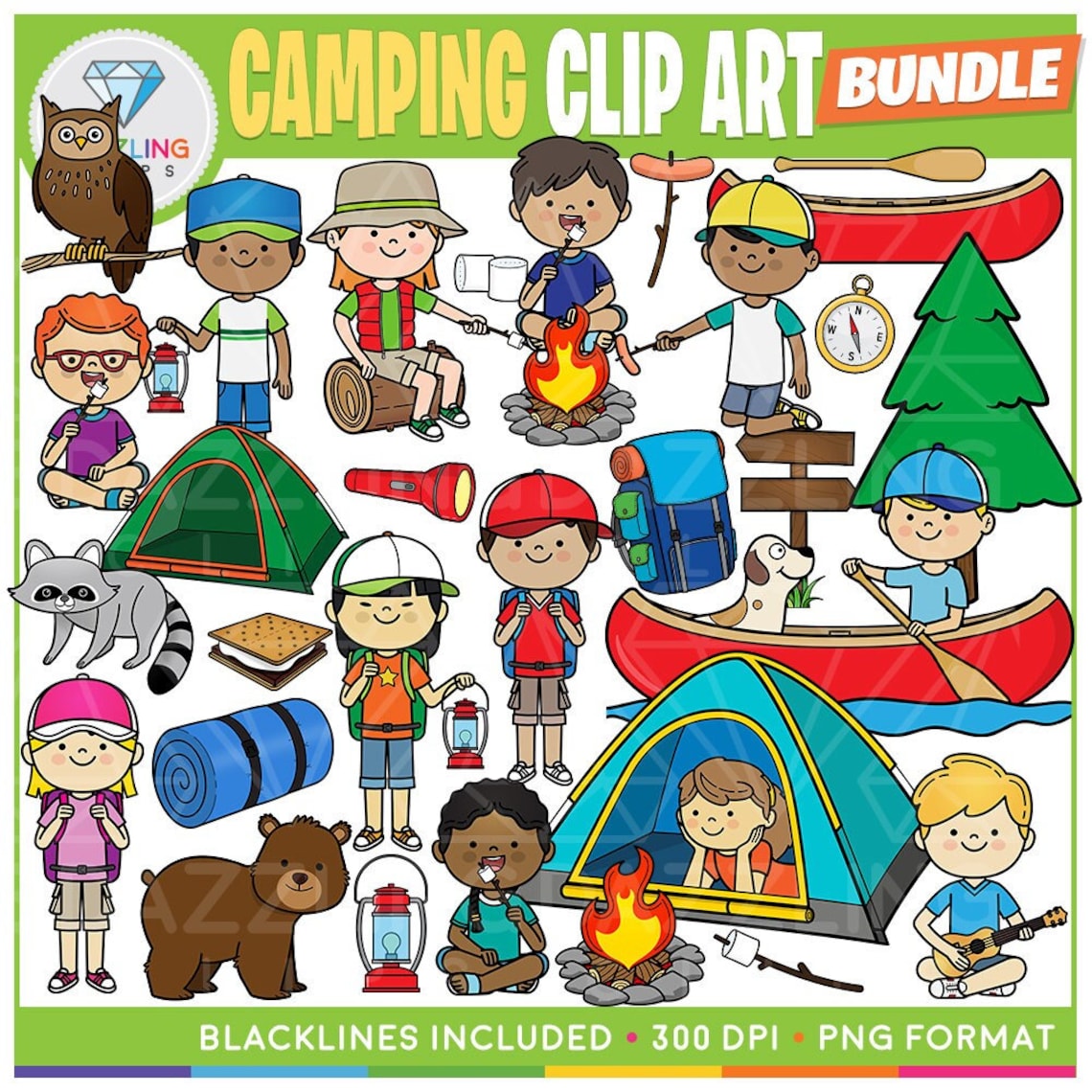 Camping Clip Art Bundle summer Clipart Instant Download - Etsy