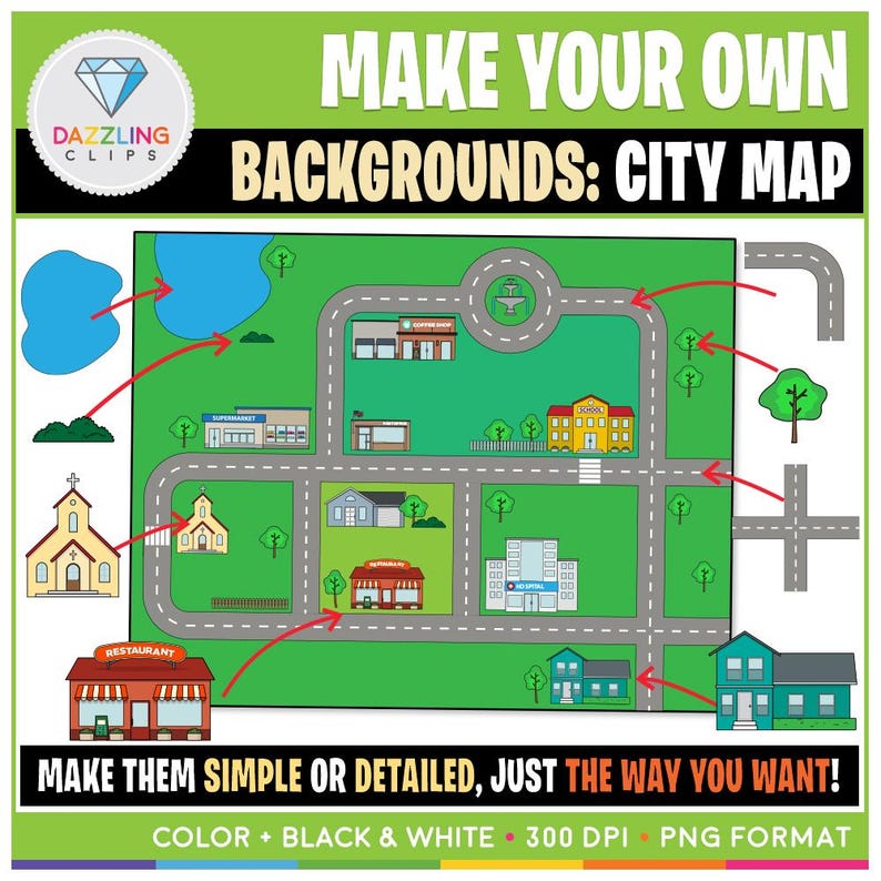 City Map Clip Art: DIY Backgrounds for Boom Cards (instant Download) - Etsy
