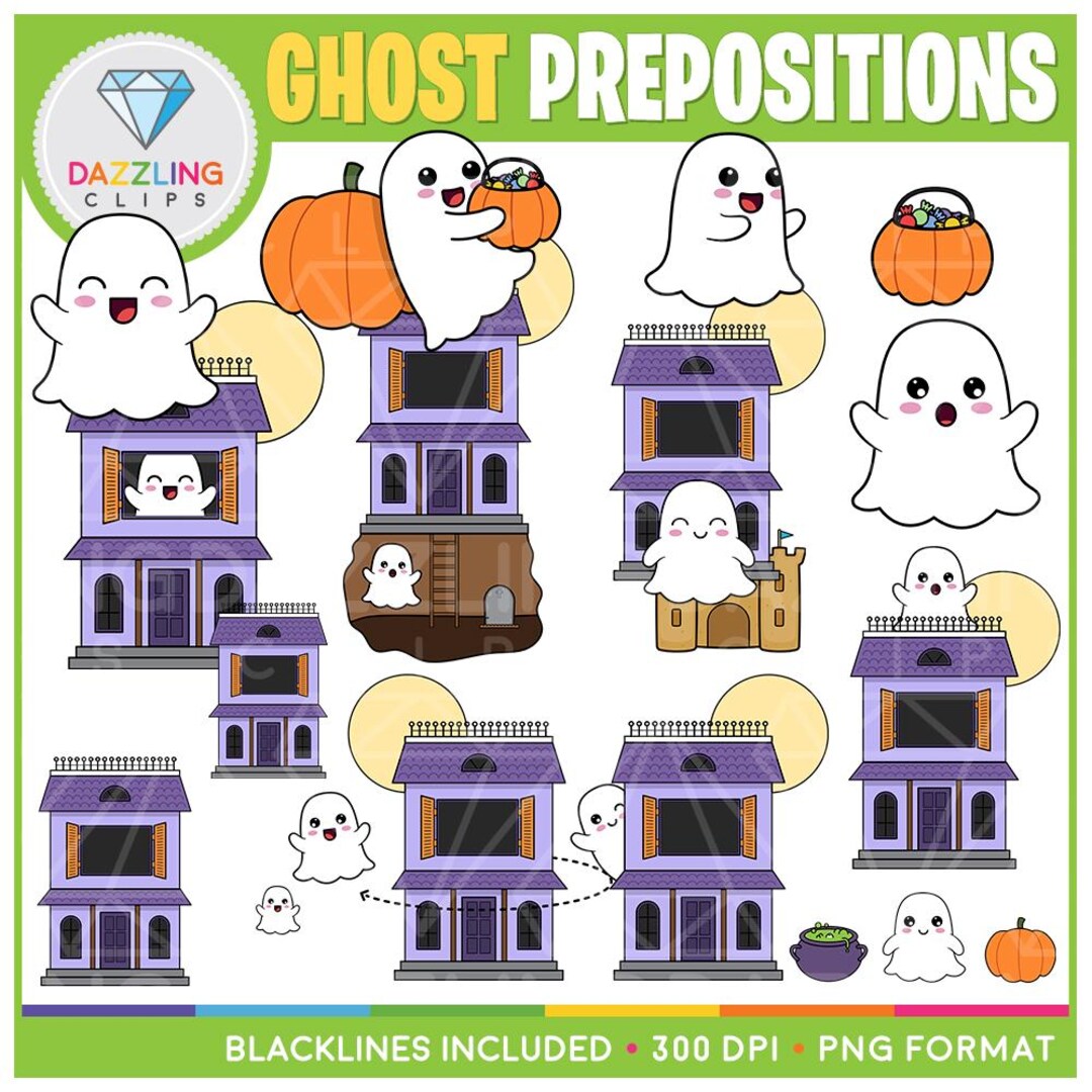 Ghost and Haunted House Prepositions / Positional Word Clipart ...