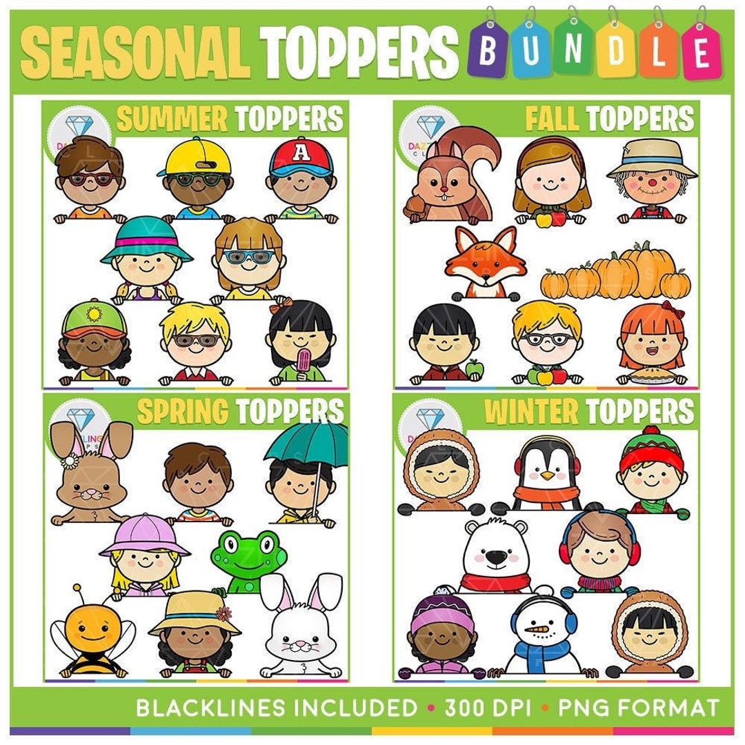 Seasonal Toppers Clipart BUNDLE - 64 Images! - Etsy
