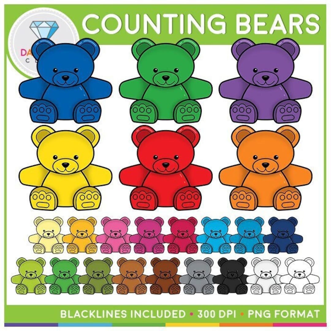 Rainbow Counting Bears Clip Art - Rainbow Clipart - Instant Download ...
