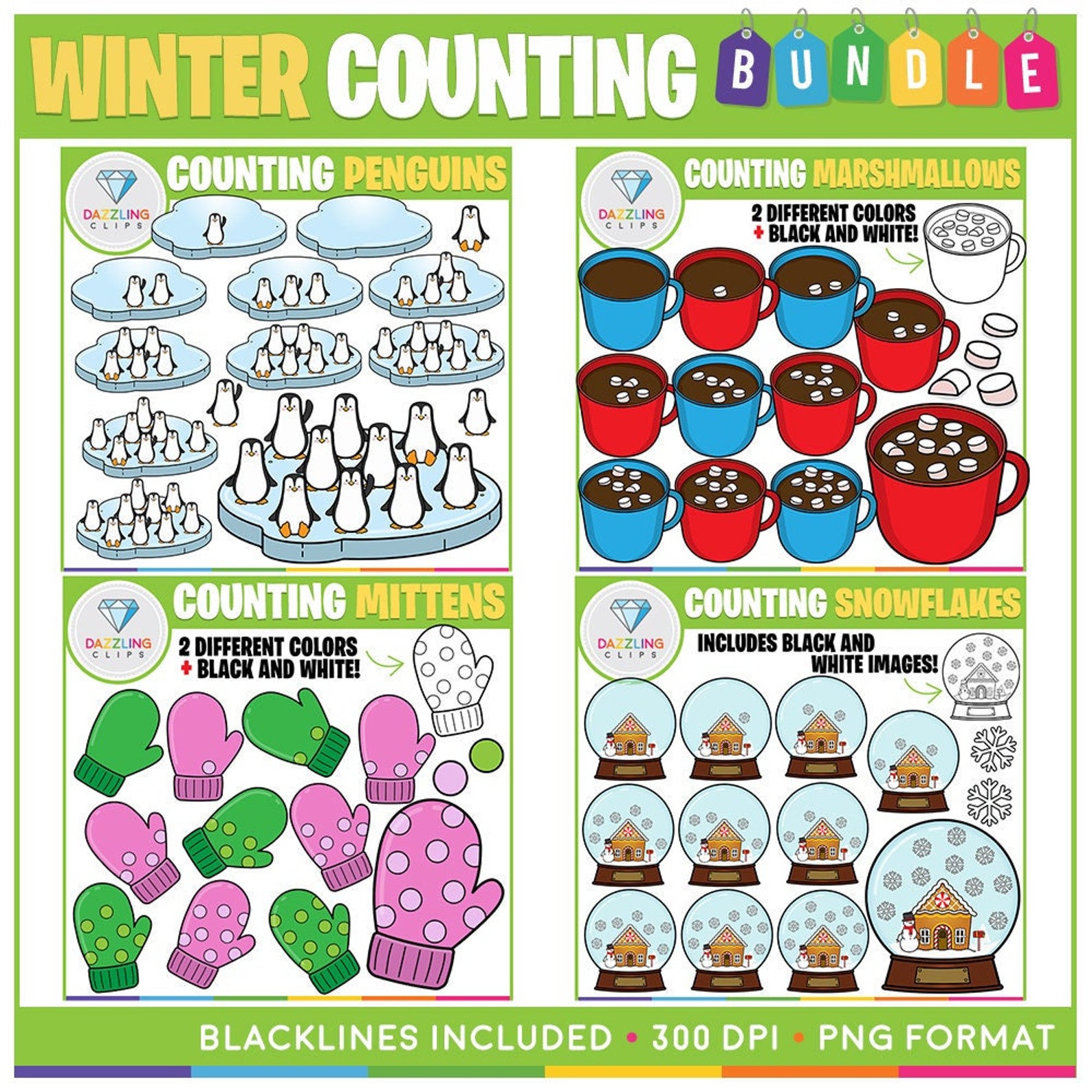 Winter Counting Clipart BUNDLE - 129 Images! - Instant Download ...