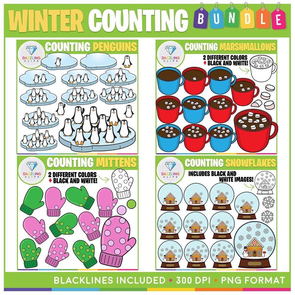 Winter Counting Clipart BUNDLE 129 Images Instant Download Winter ...