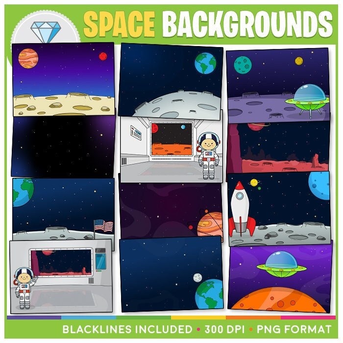 Space Backgrounds Clip Art - for BOOM CARDS, Powerpoint and Slides ...