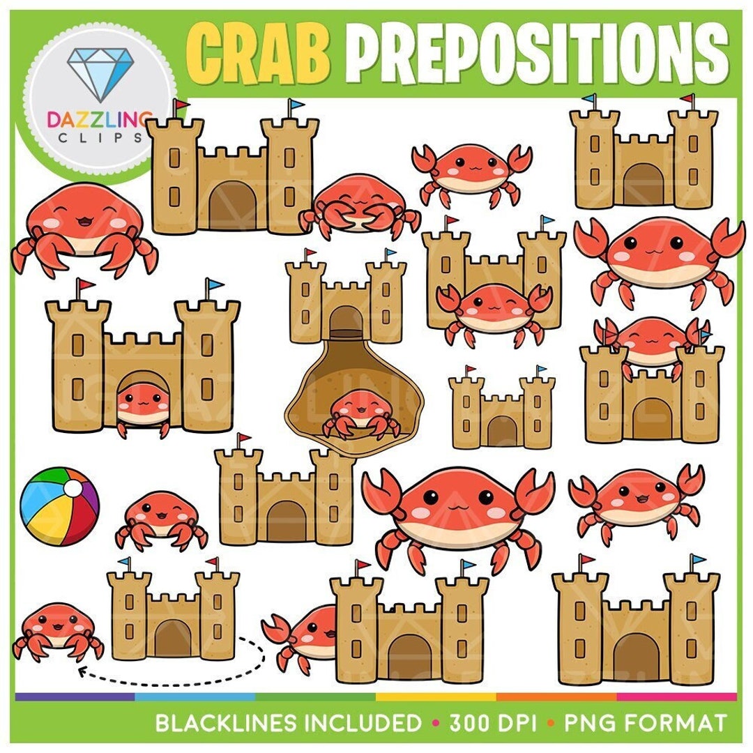 Crab and Sand Castle Prepositions / Positional Word Clipart ...