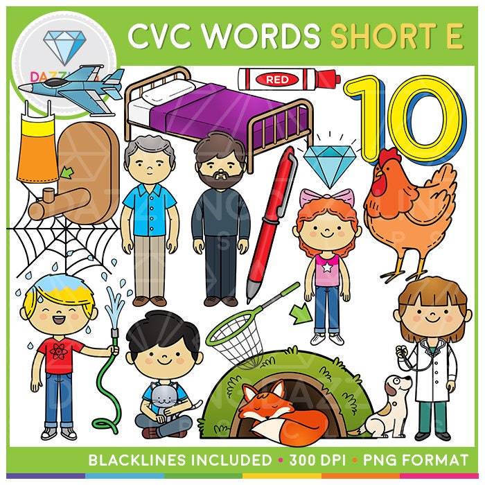 Short Vowel CVC Clipart Bundle - 186 Images! - Clipart - Instant ...