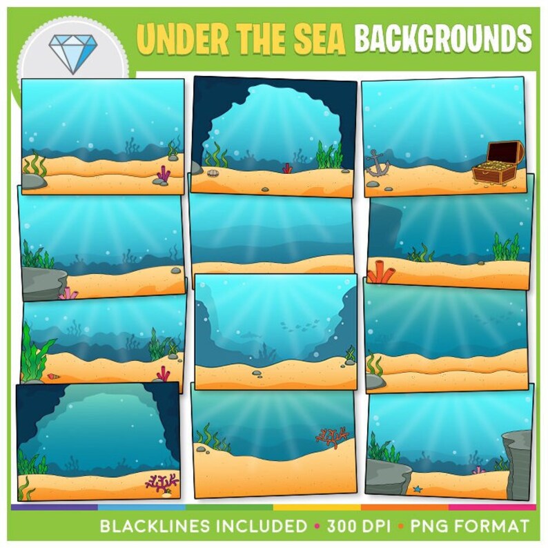 Under the Sea Backgrounds Clip Art - for BOOM CARDS, Powerpoint and ...
