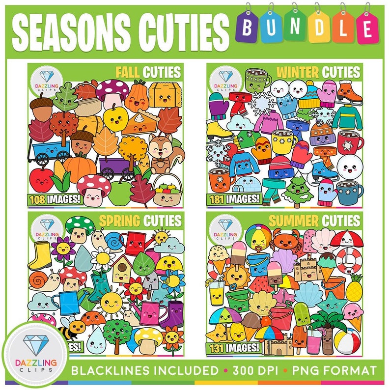 Seasons Cuties Clip Art Bundle Instant Download Seasons Clipart Winter ...