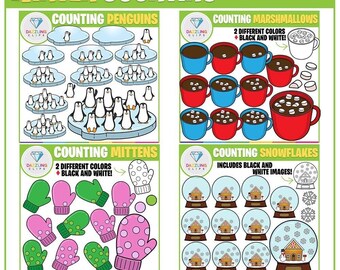A Marshmallow World Digital Clip Art Set- Color and Black Line COMBO ...