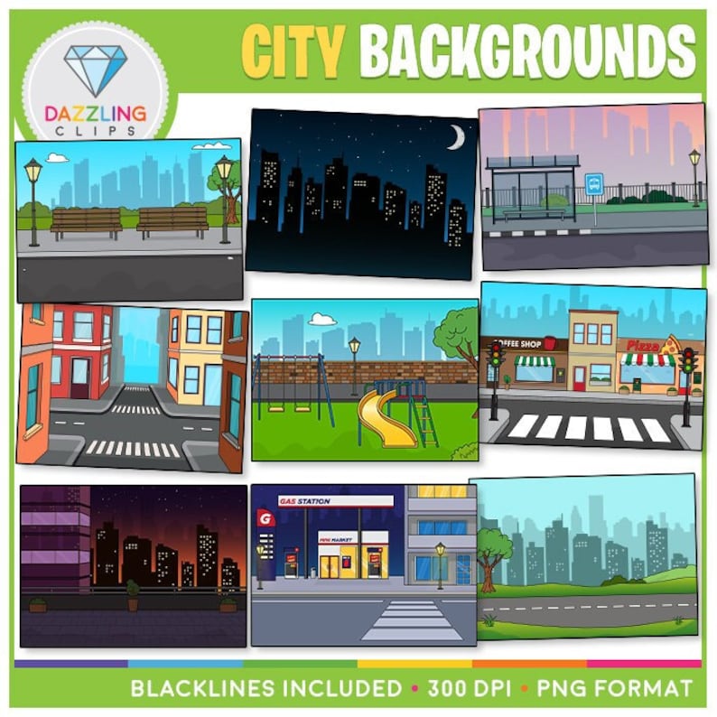 City Backgrounds Clip Art - for BOOM CARDS, Powerpoint and Slides ...