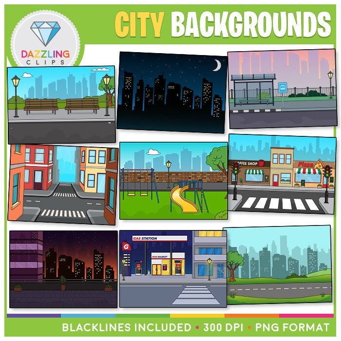 City Backgrounds Clip Art - for BOOM CARDS, Powerpoint and Slides ...